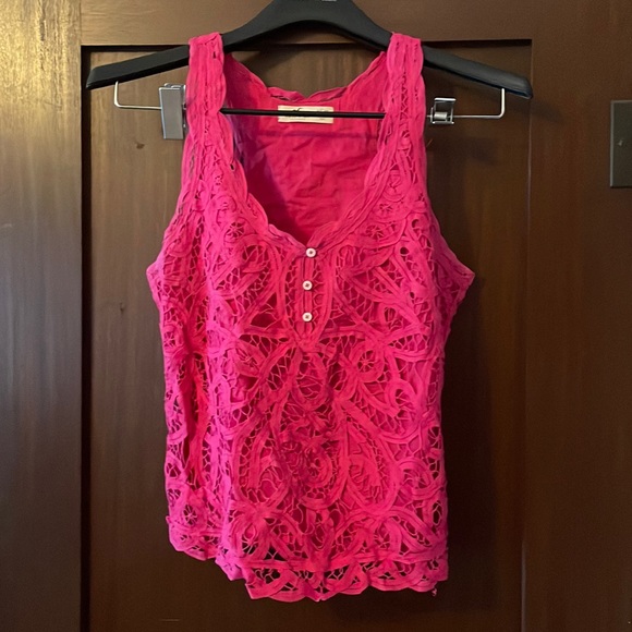 Hollister | Tops | Hot Pink Hollister Loose Lace Racerback Relaxed Fit ...